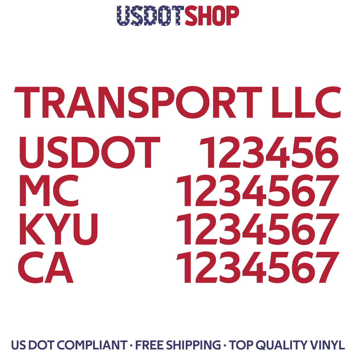 Company Name with Justified USDOT, MC, GVW Truck Decal Stickers – USDOT ...